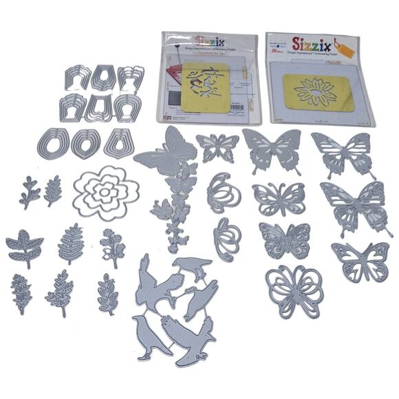 Sizzix | Office | Sizzix Jessica Scott Butterfly Thinlits Dies Bird Flower Leaves Embossing ...